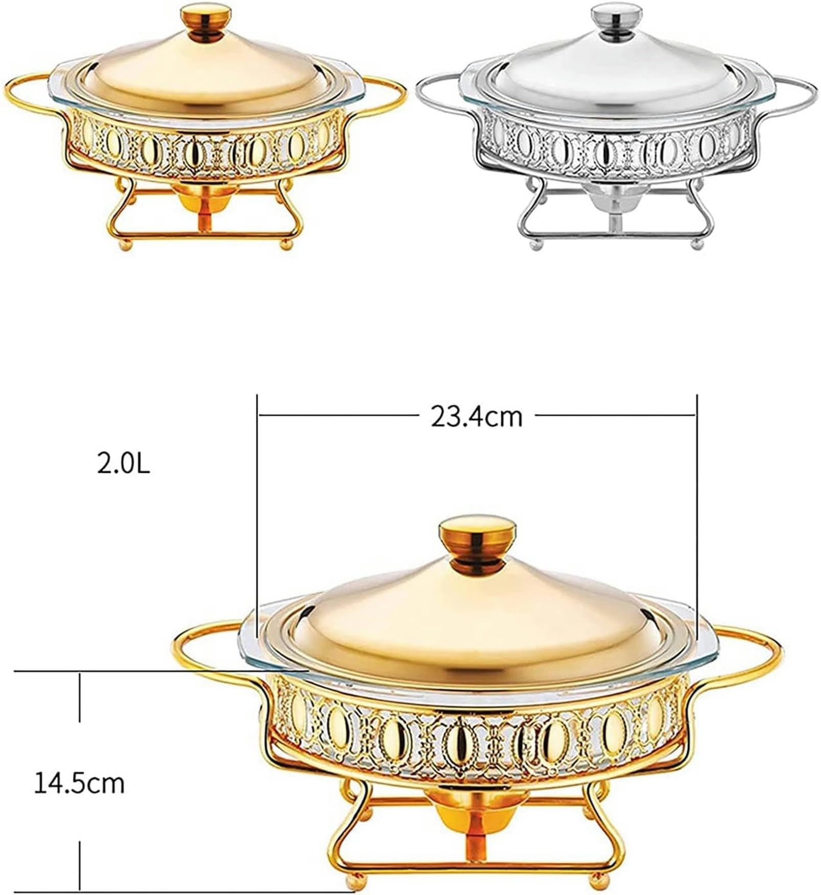 Chef Chafing Dish Buffet Set, Stainless Steel Chafer and Buffet Warmers Sets, Catering Buffet Mini Hot Pot Outdoor Picnic Household (Silver)