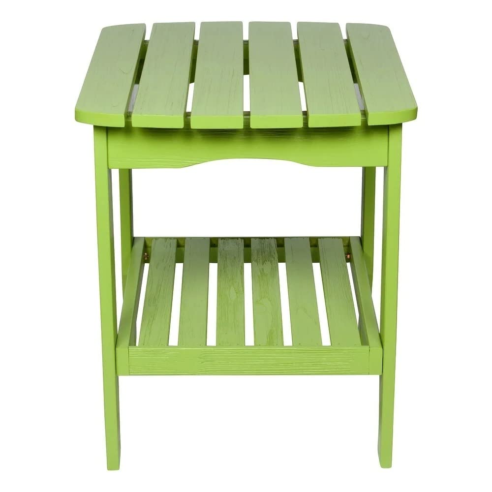 Classic Adirondack Rectangle Patio Table with Slated Top & Genuine Cedar Wood Construction 24" Lx19 Wx22 H | Lime Green Color Weatherproof Finish Best for Indoor Outdoor Use | Water & Rust Resistant