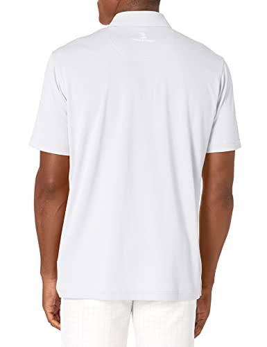 Men's Pebble Beach Golf Polo Shirt with Short Sleeve and Horizontal Textured Design, White, X-Large