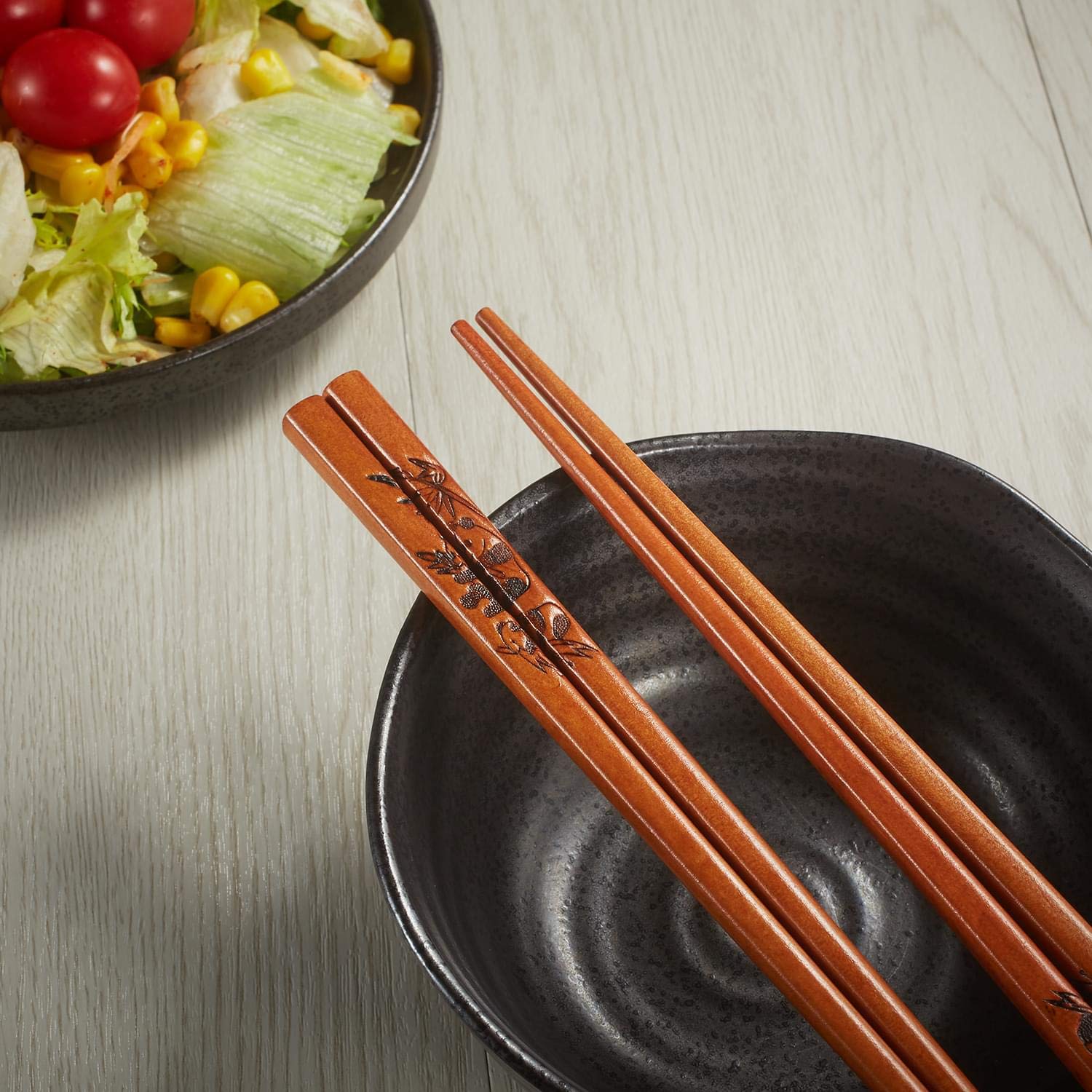 Chopstick Reusable Chinese Panda Chopsticks with Holder and Carrying Bag Chinese Traditional Stylish Set(2 Pairs)