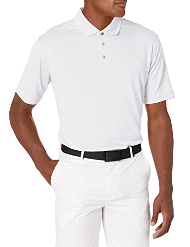 Men's Pebble Beach Golf Polo Shirt with Short Sleeve and Horizontal Textured Design, White, X-Large