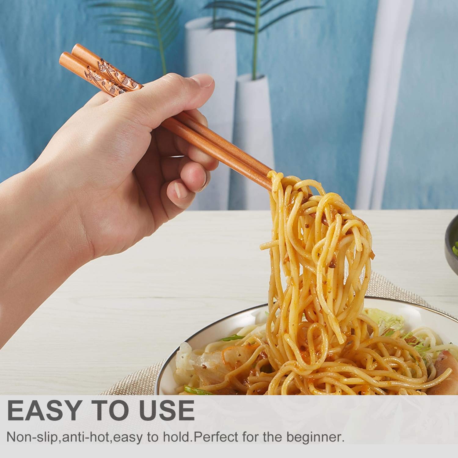 Chopstick Reusable Chinese Panda Chopsticks with Holder and Carrying Bag Chinese Traditional Stylish Set(2 Pairs)