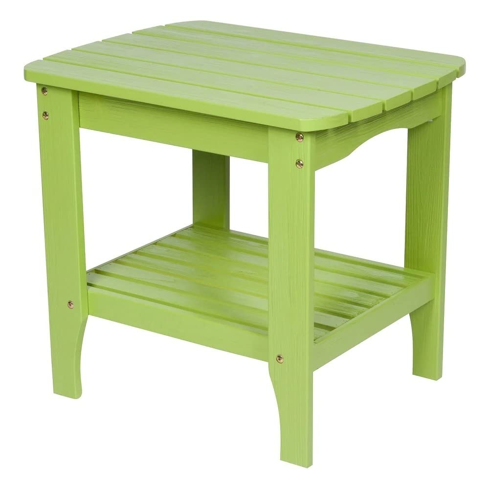 Classic Adirondack Rectangle Patio Table with Slated Top & Genuine Cedar Wood Construction 24" Lx19 Wx22 H | Lime Green Color Weatherproof Finish Best for Indoor Outdoor Use | Water & Rust Resistant