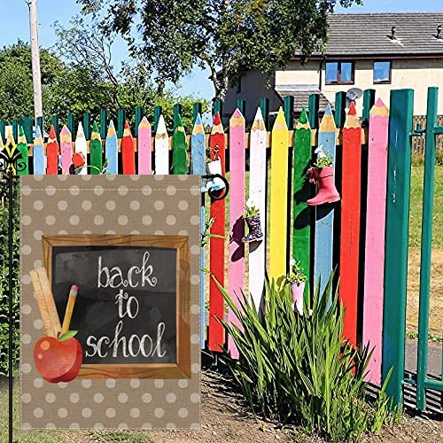 Polka Dot Garden Flag Back to School Chalkboard Apple 12.5 x 18 Inch Burlap Vertical Double Sided Outdoor Decorations Party Deco
