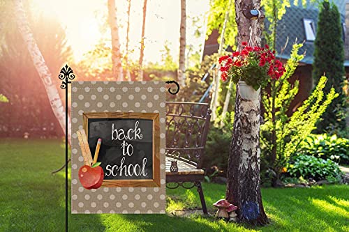 Polka Dot Garden Flag Back to School Chalkboard Apple 12.5 x 18 Inch Burlap Vertical Double Sided Outdoor Decorations Party Deco