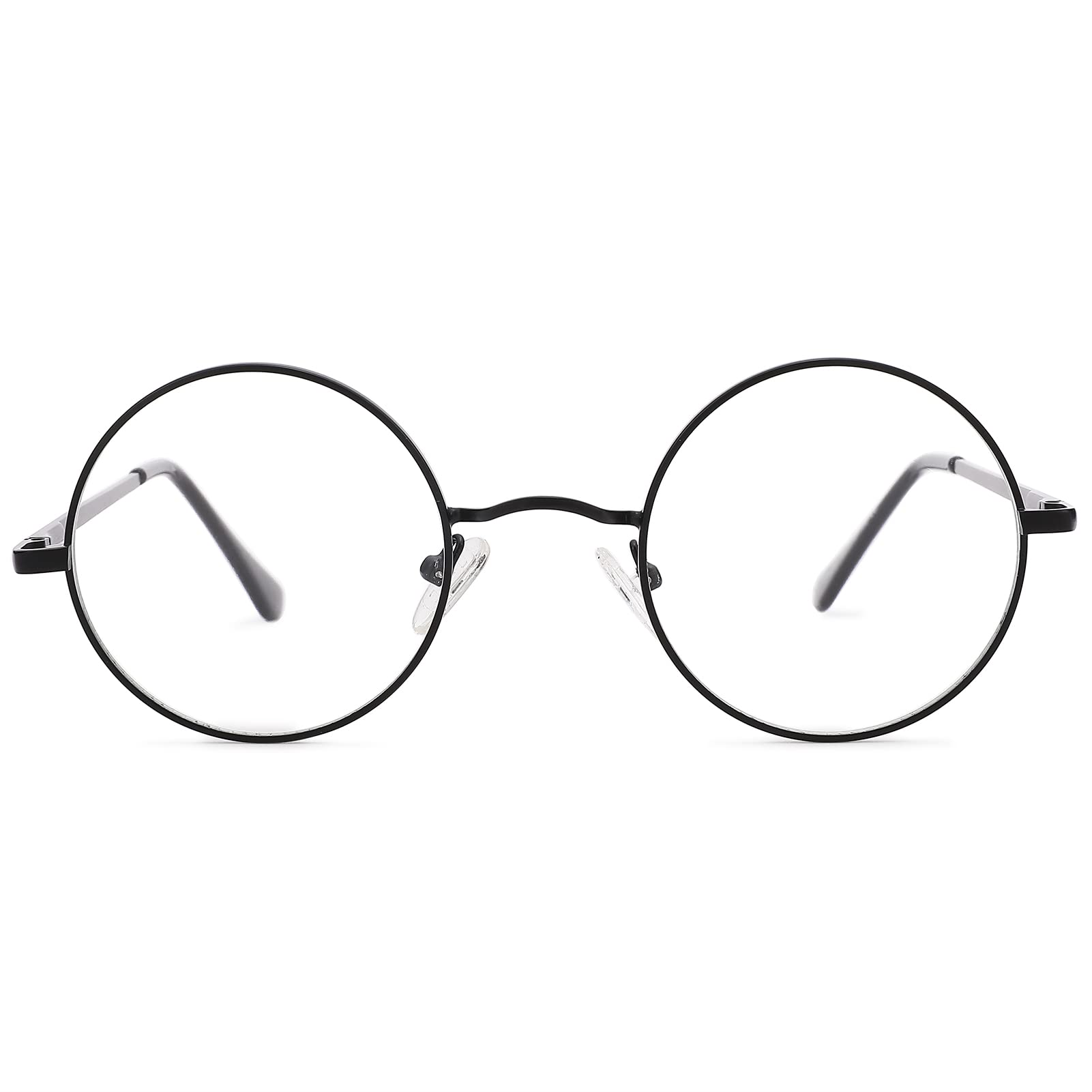 Pro Acme Non Prescription Clear Lens Glasses Retro Small Round Metal Frame (Black)