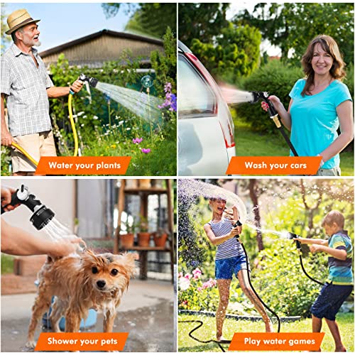 RESTMO Metal Hose Nozzle, Heavy Duty Garden Hose Nozzle Sprayer, Thumb Flow Control | High Pressure | 7 Spray Patterns, Ideal to Water Plants & Lawns, Wash Cars & Pets