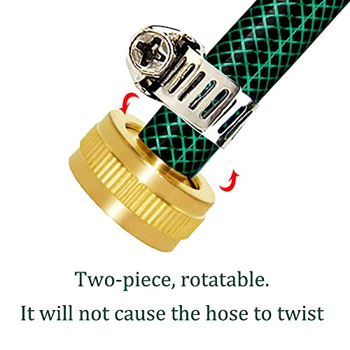 Joywayus 2Pcs 1/2" Barb x 3/4" Female GHT Thread Swivel Brass Garden Water Hose Pipe Connector Copper Fitting with Stainless Clamp House/Boat/Lawn/Power Wash/Irrigation