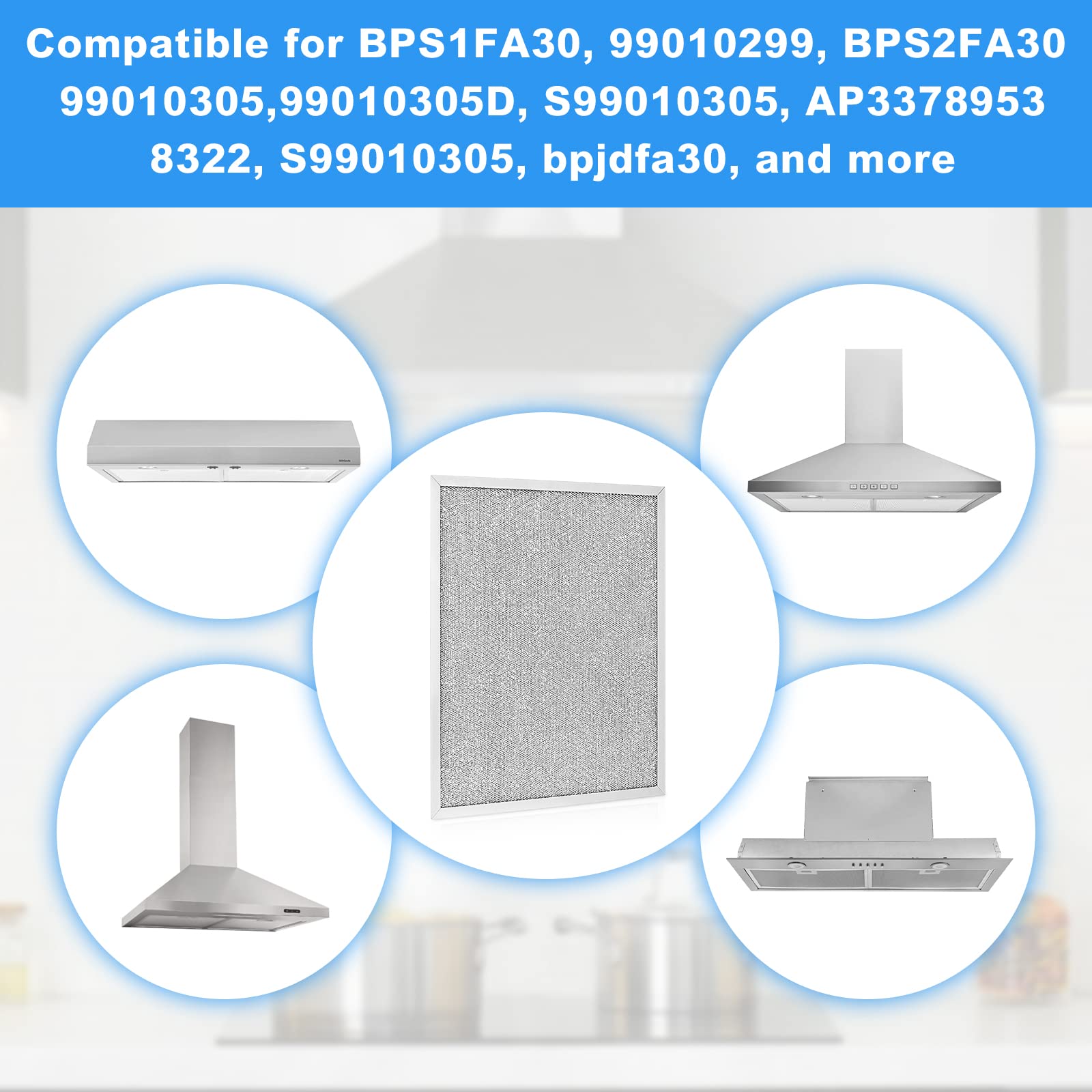 Range Hood Filter Replacement for Broan Model BPS1FA30, 99010299-11-3/4" X 14-1/4" X 3/8" for NuTone Allure WS1 QS2 and Broan QS1 30" Range Hoods (2-Pack)
