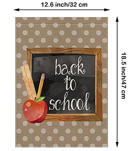 Polka Dot Garden Flag Back to School Chalkboard Apple 12.5 x 18 Inch Burlap Vertical Double Sided Outdoor Decorations Party Deco