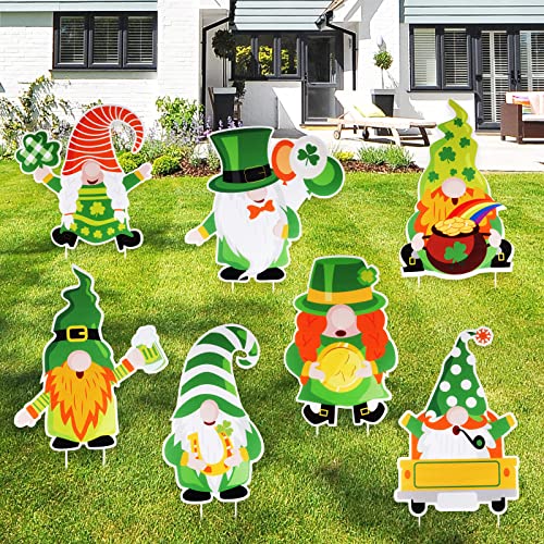 St Patrick's Day Decorations Yard Signs Leprechaun Gnomes Irish Shamrock Saint Patty's Lawn Garden Outdoor Yard Decor with Stakes