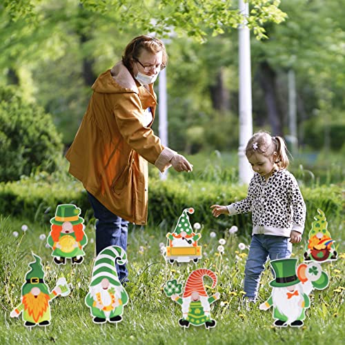 St Patrick's Day Decorations Yard Signs Leprechaun Gnomes Irish Shamrock Saint Patty's Lawn Garden Outdoor Yard Decor with Stakes
