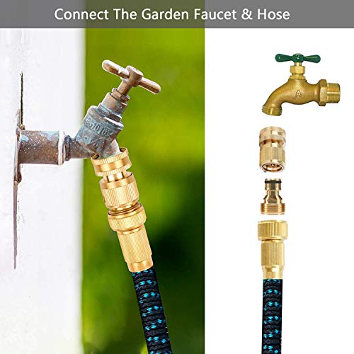 BoArt (6 Sets Garden Hose Quick Connector Set, Solid Brass 3/4 Inch Water Fitings Thread Easy Connect No-Leak Male Female