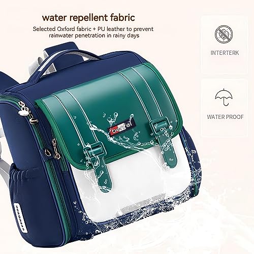 KEBEIXUAN Backpack for Boys Stylish Foldable Kids Backpack Reflective Bookbag for Boys Elementary School 5-8 Years Old (green)
