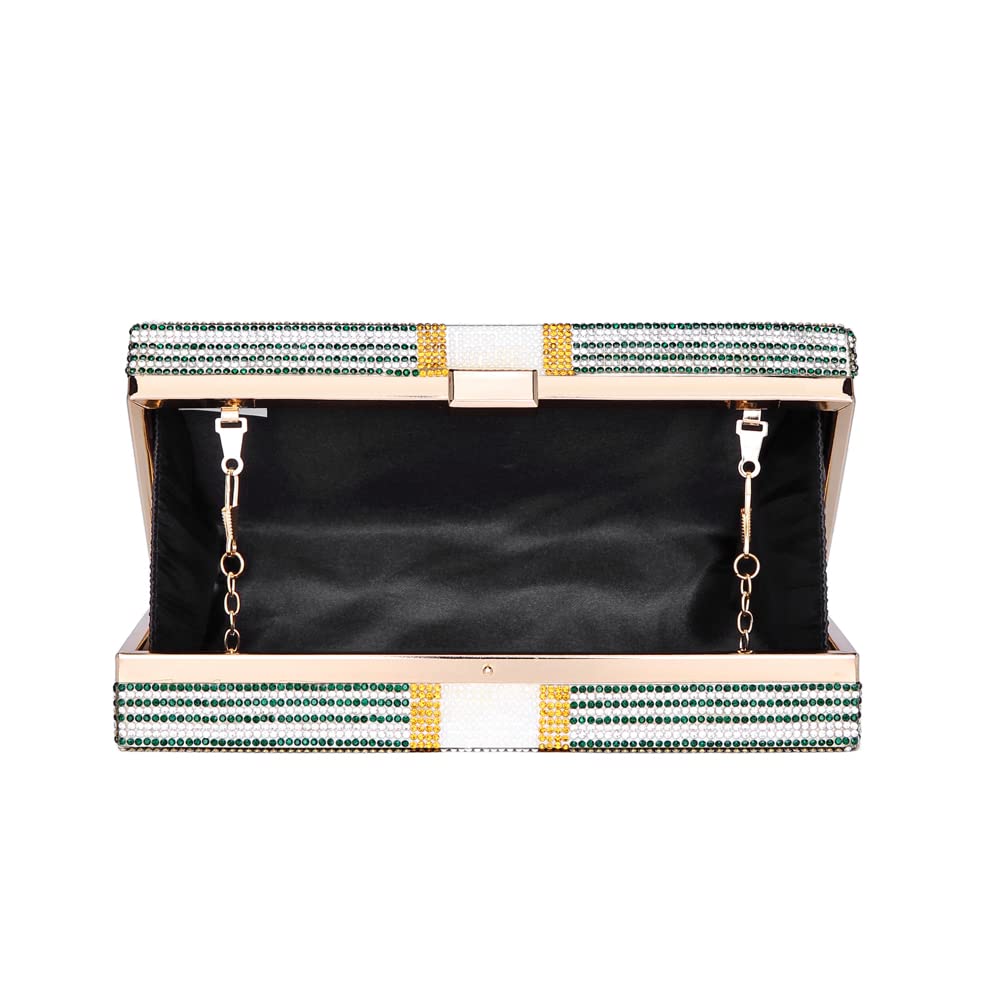 Covelin Dollar Clutch Purse for Women from, Rhinestone Evening Handbag Money Bag Green