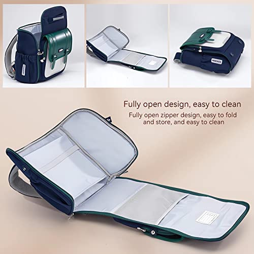 KEBEIXUAN Backpack for Boys Stylish Foldable Kids Backpack Reflective Bookbag for Boys Elementary School 5-8 Years Old (green)