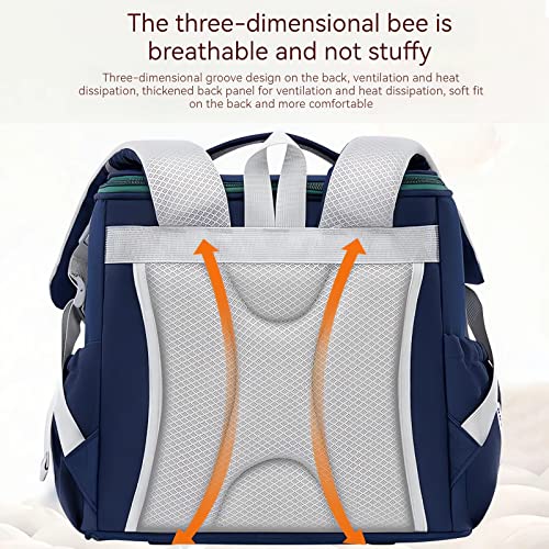 KEBEIXUAN Backpack for Boys Stylish Foldable Kids Backpack Reflective Bookbag for Boys Elementary School 5-8 Years Old (green)