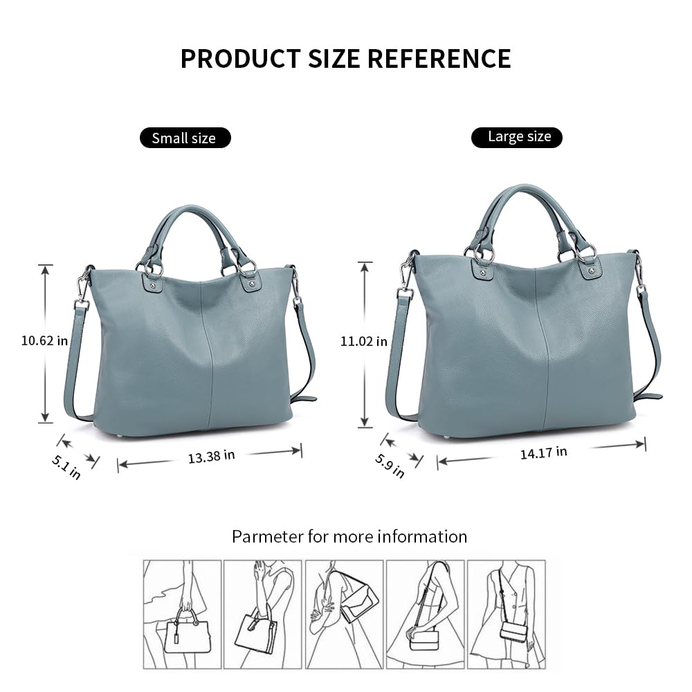 Kattee Women's Soft Leather Tote Bag, Top Satchel Purses and Handbags (Blue)