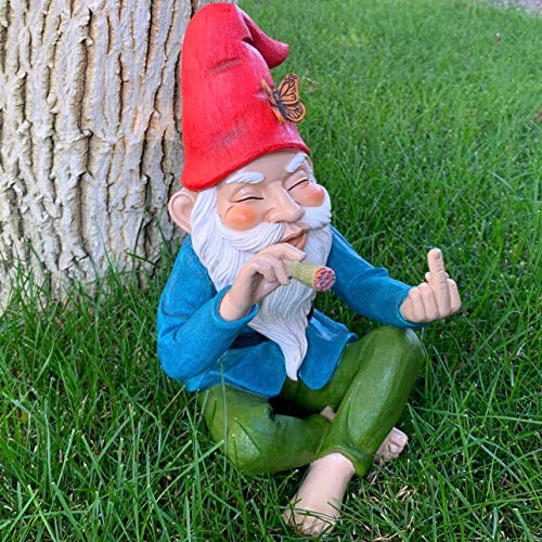 Mood Lab Garden Gnome - Relaxed Gnome - 9.6 Inch Tall Statue Lawn Garden Figurine - for Outdoor or House Decor