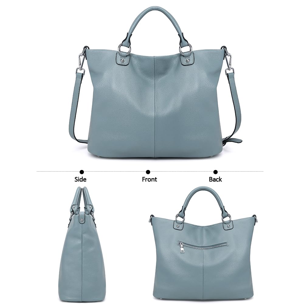 Kattee Women's Soft Leather Tote Bag, Top Satchel Purses and Handbags (Blue)