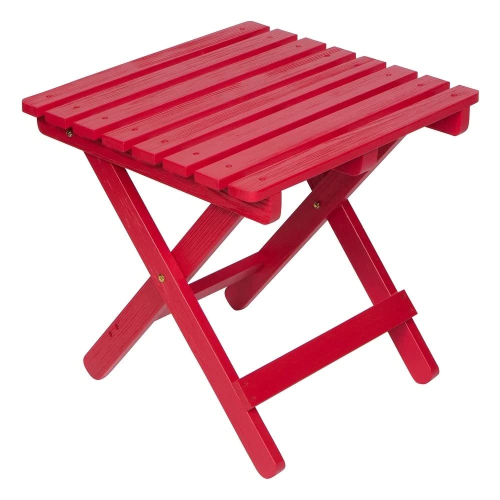 Classic Design Adirondack Square Folding Patio Table with Slated Top & Genuine Cedar Wood Construction | Chili Red Color Weatherproof Finish Best for Indoor Outdoor Use | Water & Rust Resistant