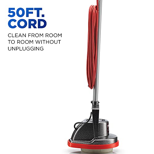 Oreck Commercial Orbiter Hard Floor Cleaner Machine ,Multi-Purpose Hardwood Wood Laminate Carpet Tile Concrete Grout Marble Floor Cleaning, 50-Foot Long Cord, ORB550MC, Gray/Red