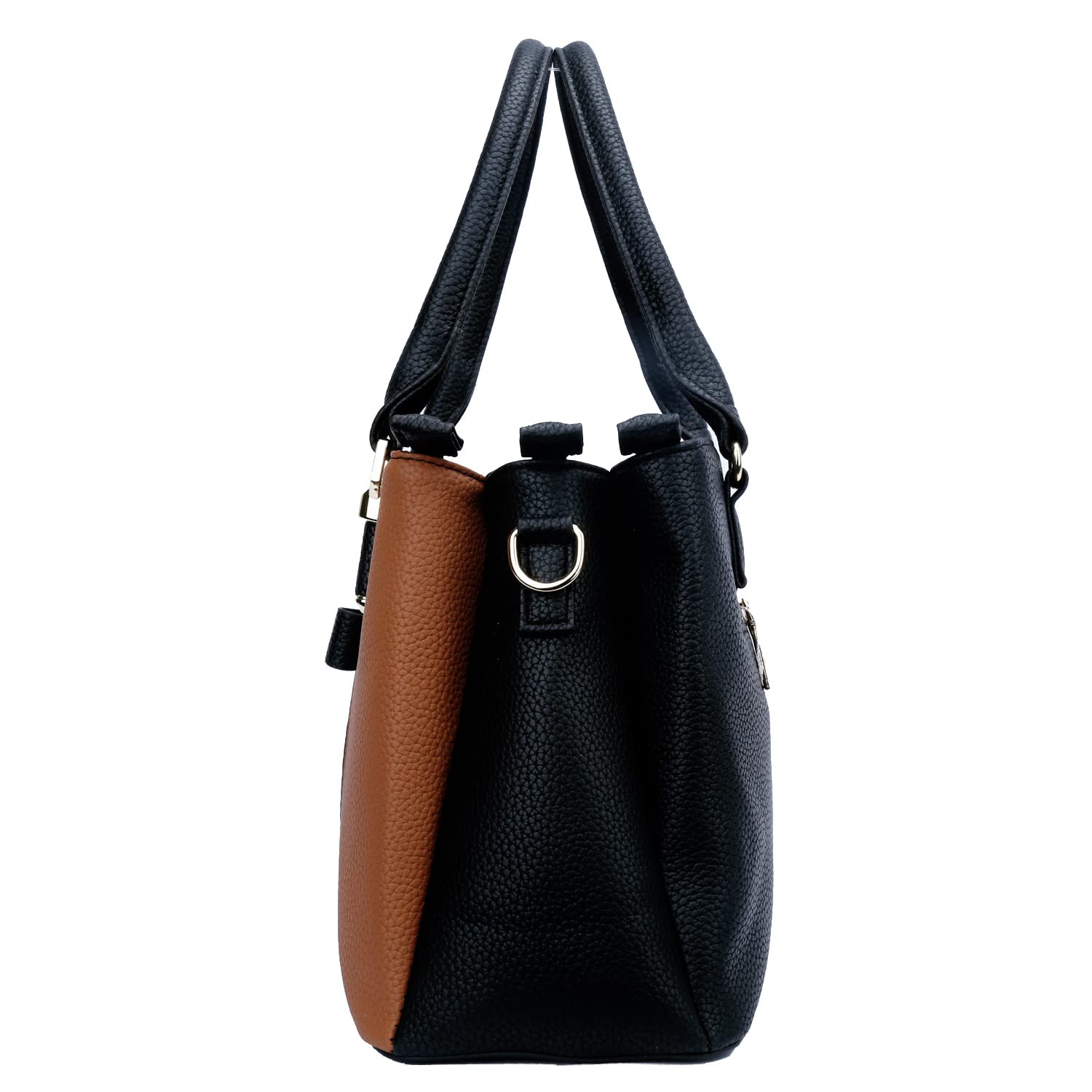 KKXIU 3 Zippered Compartments Purses and Handbags for Women Top Handle Satchel Shoulder Ladies Bags (A-Black White Brown)