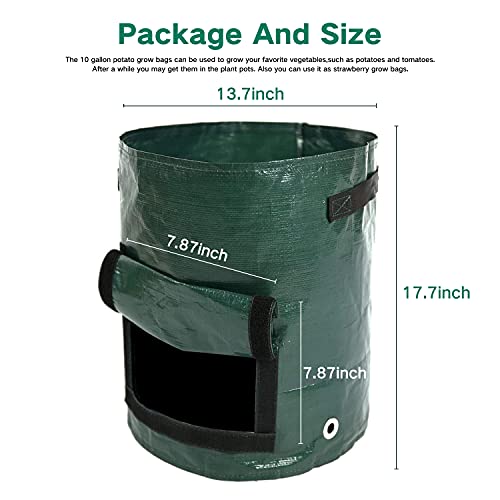 Potato Grow Bags with Flap and Handles,10 Gallon Garden Vegetable Planter,Fabric Plant Planter Pots for Potato, Carrot, Onion, Tomato and Vegetables with Heavy Duty(4 Pack)