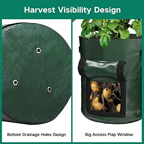 Potato Grow Bags with Flap and Handles,10 Gallon Garden Vegetable Planter,Fabric Plant Planter Pots for Potato, Carrot, Onion, Tomato and Vegetables with Heavy Duty(4 Pack)