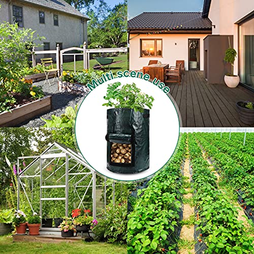 Potato Grow Bags with Flap and Handles,10 Gallon Garden Vegetable Planter,Fabric Plant Planter Pots for Potato, Carrot, Onion, Tomato and Vegetables with Heavy Duty(4 Pack)