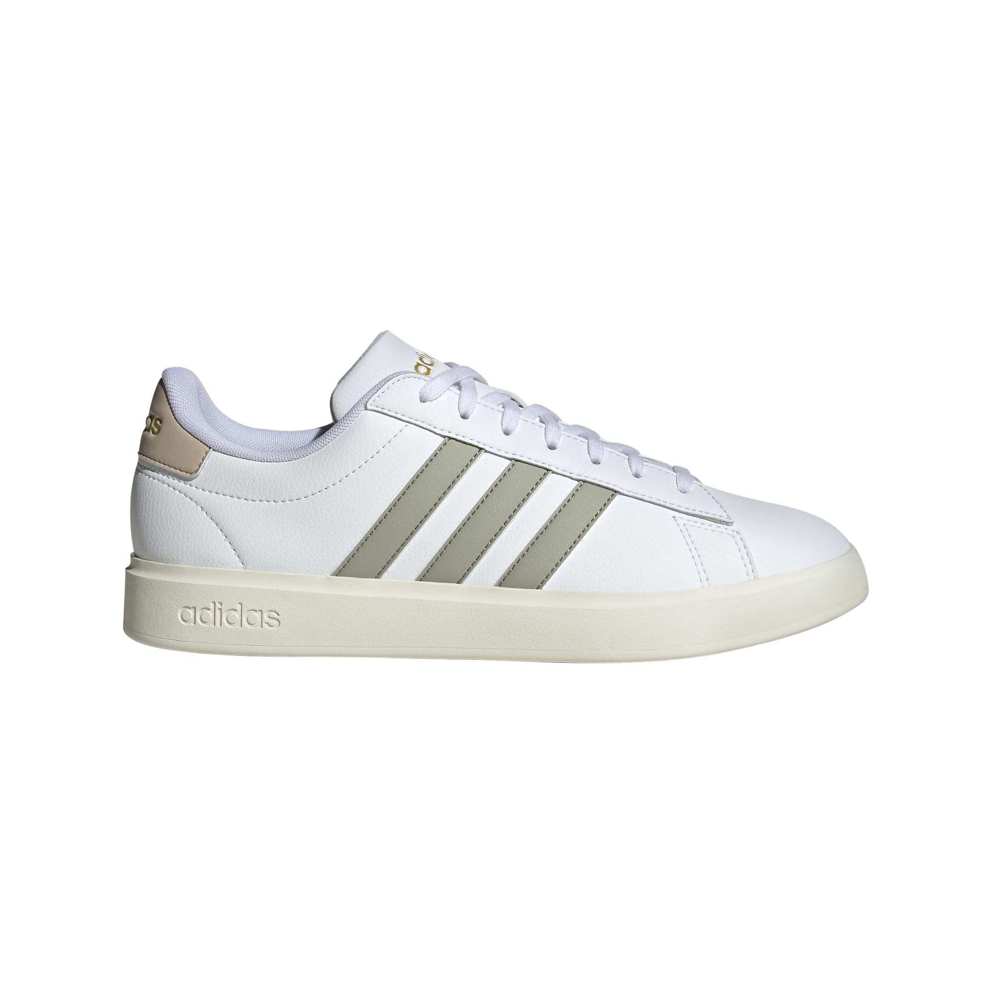 adidas Men's Grand Court 2.0 Sneaker, White/Silver Pebble/Wonder Beige, 10.5