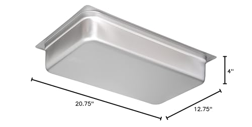 Carlisle FoodService Products Durapan Full-Size Steam Table Pan for Catering, Buffets, Restaurants, Stainless Steel, 4 Inches Deep, Silver, (Pack of 6)