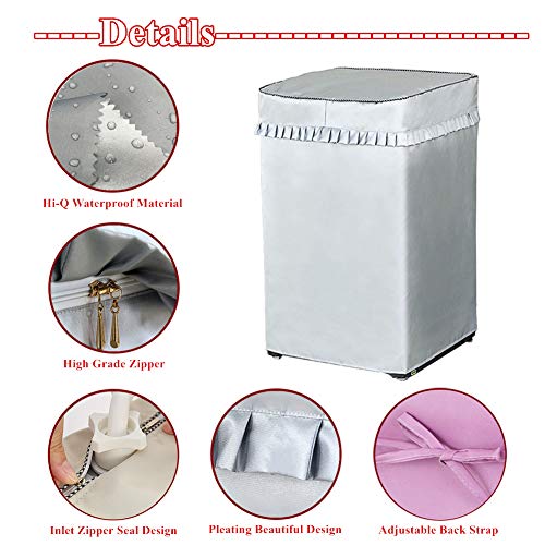 Washing Machine Cover for Top Load Washing Machine Protector Washer Dryer Covers for Automatic Compact Washer Top Loading Balcony Lavadora Waterproof Dustproof Sunproof Oxford (M(W22D22H36in))