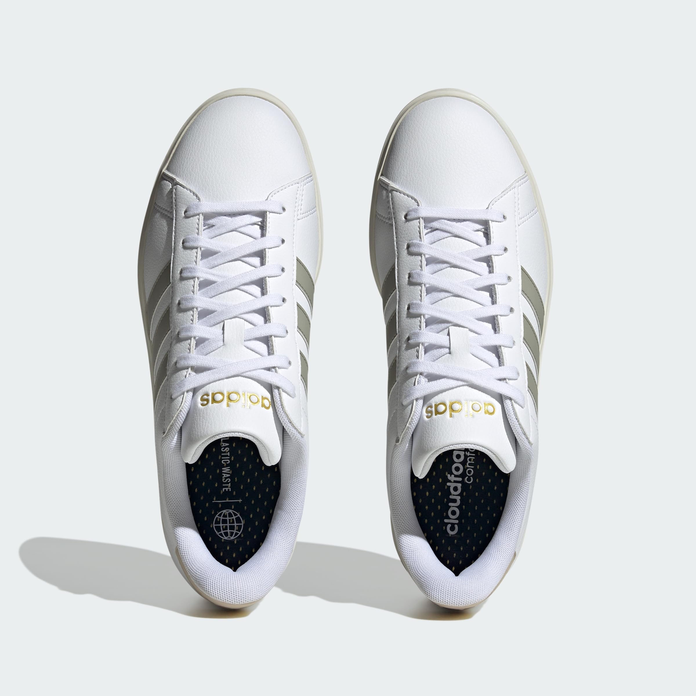 adidas Men's Grand Court 2.0 Sneaker, White/Silver Pebble/Wonder Beige, 10.5