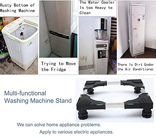 QQUN Adjustable Mini Fridge Stand- Dryer Dorm Refrigerator Washing Machine Base- Washer Pedestal- Strong Feet for Machine- (Black)