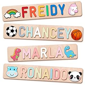 Personalized Name Puzzle for Kids, 1st Birthday Gifts for Girl and Boy, Custom Baby Gifts,Baby Girl & Boy Toys for 1 Year Old Nursery Gifts, Toddler Puzzles, Montessori Toys, Early Learning Toys