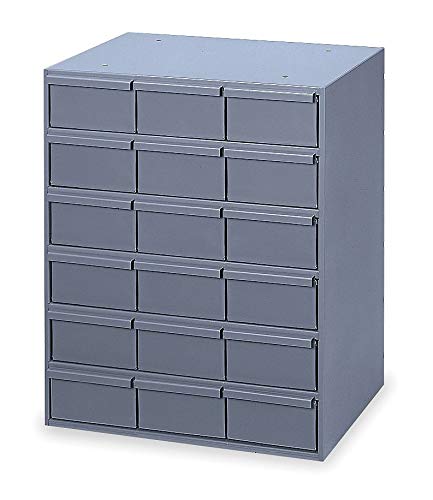 Durham 006-95 Gray Cold Rolled Steel Vertical Storage Cabinet, 17-1/4" Width x 21-1/4" Height x 11-5/8" Depth, 18 Drawer