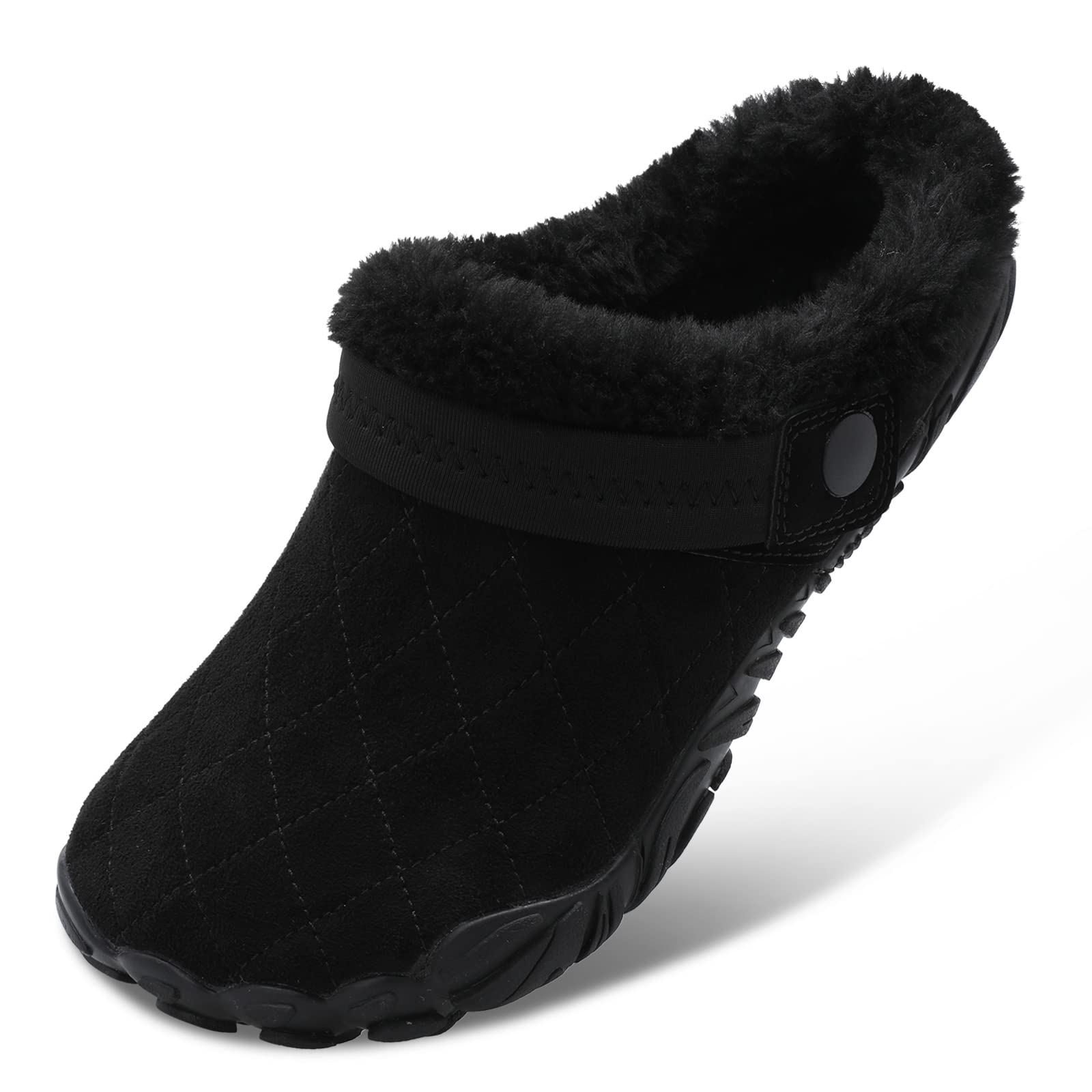 Besroad Soft Plush Lightweight House Fuzzy Slides Slippers for Women Fur Home Outdoor Shoes New All Black 7.5 Women/6 Men