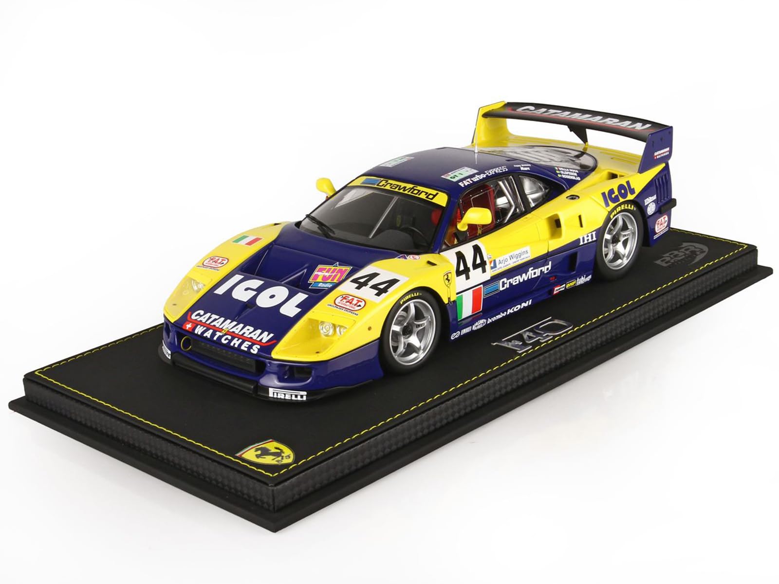 F40 LM #44 Luciano Della Noce - Anders Olofsson - Carl Rosenblad Ennea SRL Igol 24 Hours of Le Mans (1996) with Display CASE Limited Edition to 200 Pieces Worldwide 1/18 Model Car by BBR P18139F