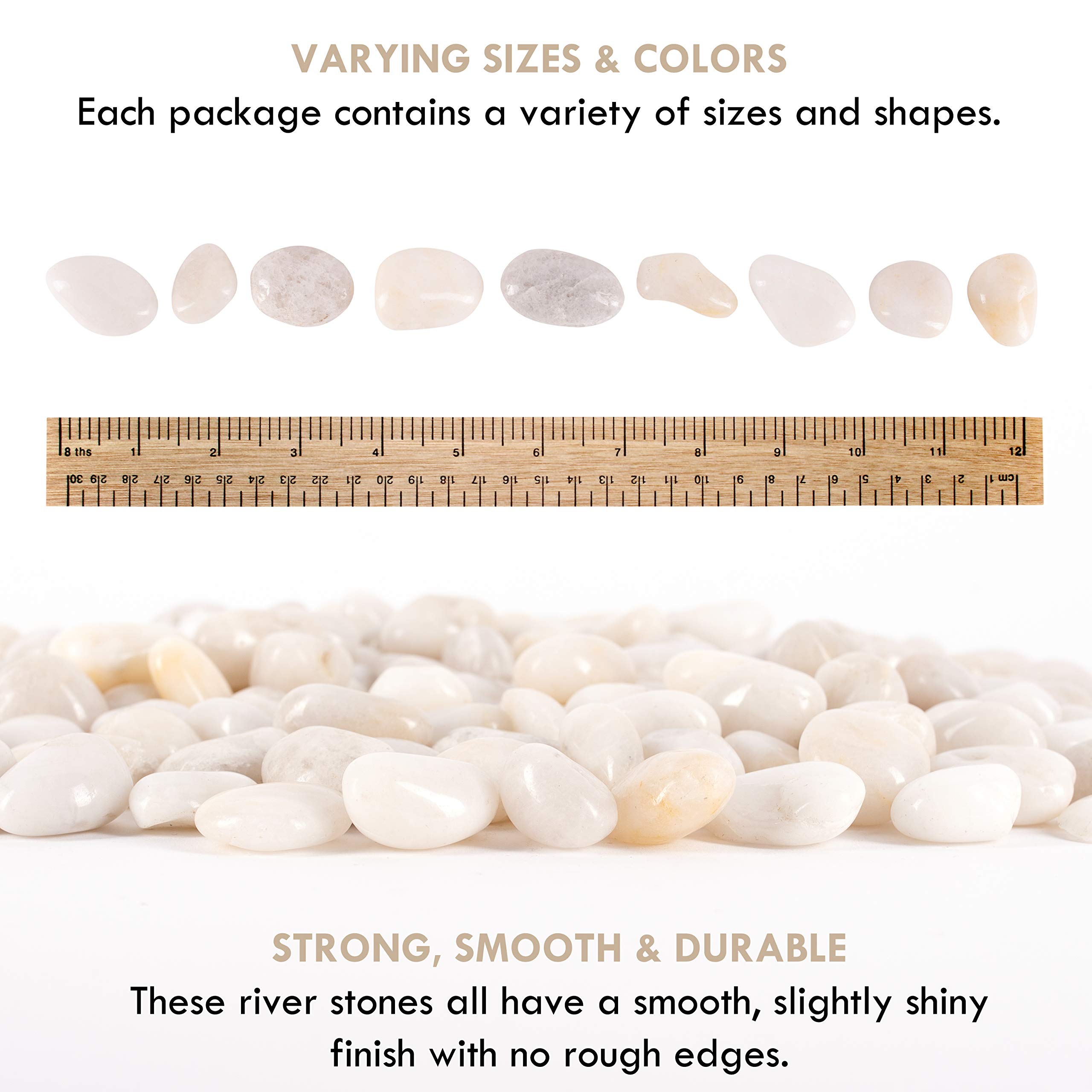 Galashield 5 lbs Approx. 130 White River Rocks Stones for Plants Pebbles for Indoor Plants | Aquarium Fish Tank Rocks | Polished Decorative Rocks for Vases (0.8-1.6 Inches)