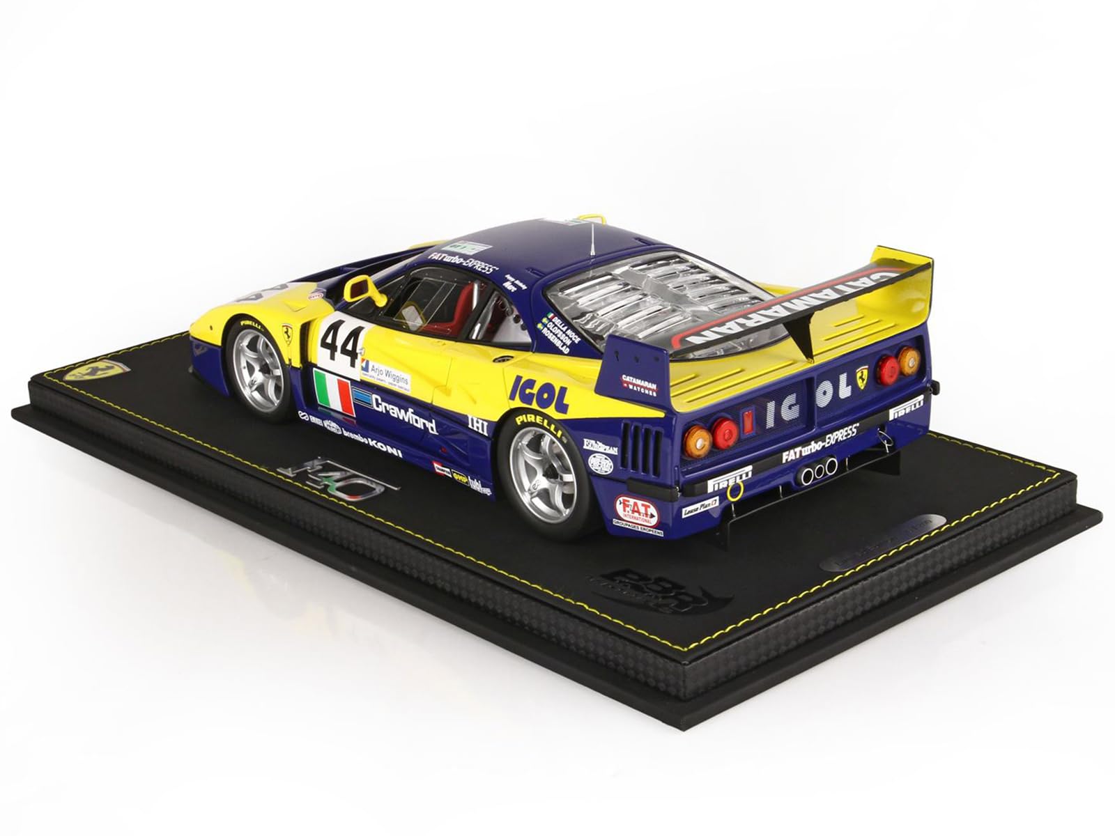 F40 LM #44 Luciano Della Noce - Anders Olofsson - Carl Rosenblad Ennea SRL Igol 24 Hours of Le Mans (1996) with Display CASE Limited Edition to 200 Pieces Worldwide 1/18 Model Car by BBR P18139F