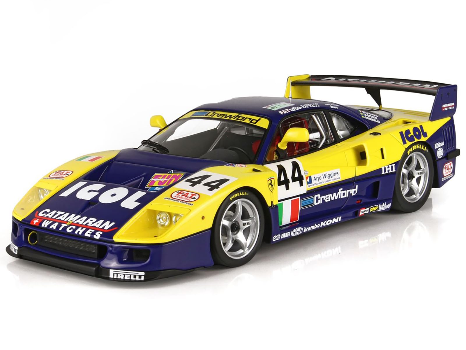 F40 LM #44 Luciano Della Noce - Anders Olofsson - Carl Rosenblad Ennea SRL Igol 24 Hours of Le Mans (1996) with Display CASE Limited Edition to 200 Pieces Worldwide 1/18 Model Car by BBR P18139F