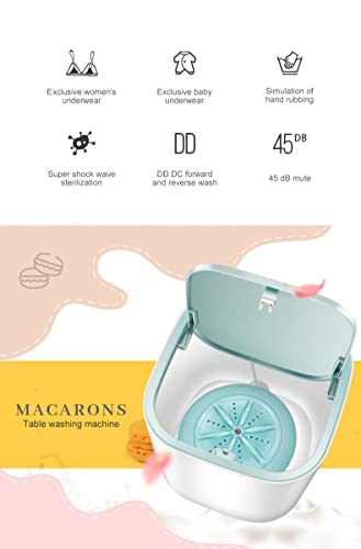 ONENUSYON 3.8L Mini Portable Washing Machine,USB Ultrasonic Turbine Washing Machine Lightweight Washer,For Underwear Baby Clothes Socks ,White/Blue/Pink(Plastic(blue))