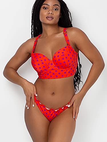 Smart & Sexy womens Plus-size Long Lined Underwire Bikini Top, Bright Polka Dot Print, 36C US