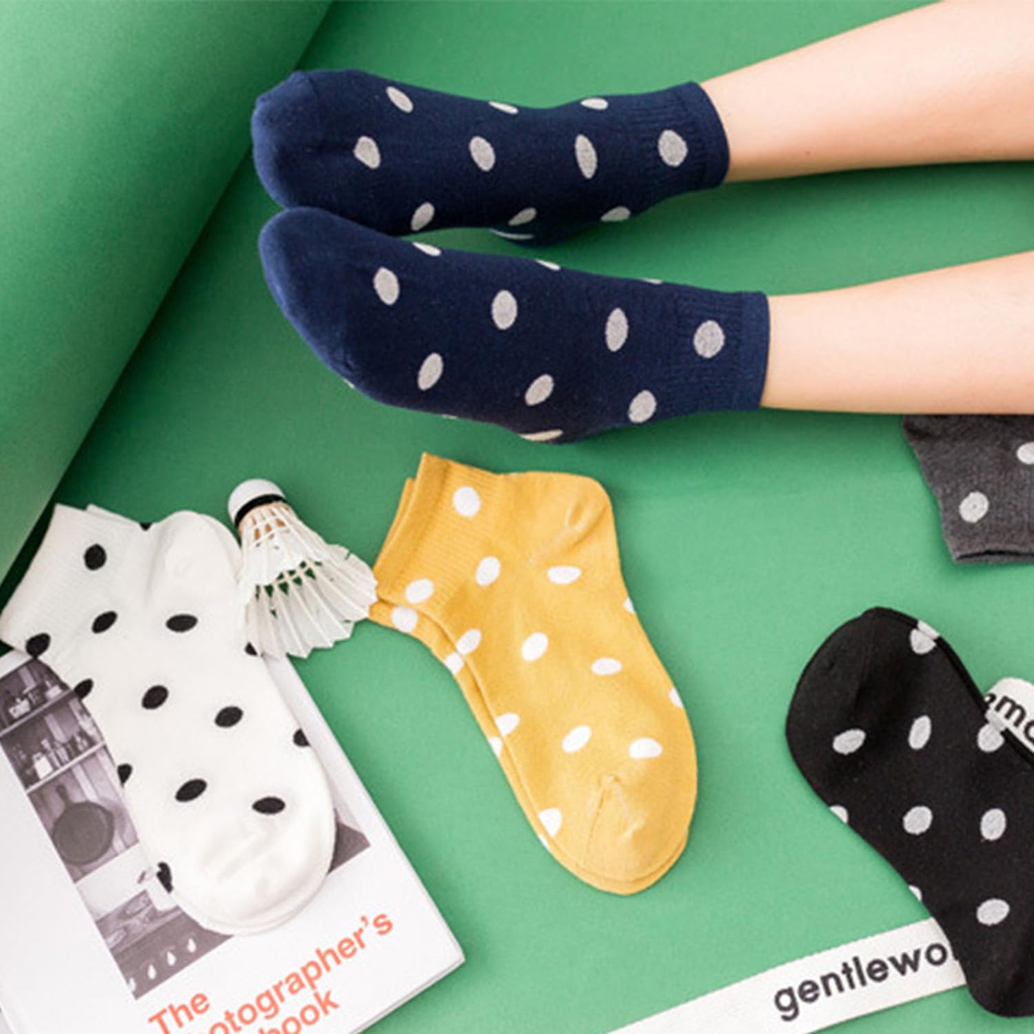 Benefeet Sox Cute Ankle Socks for Women Girls Novelty Polka Dot Patterned Socks Funny Colorful Designed Summer Short Socks Cool Cotton Low Cut Socks Casual Socks 5 Pair