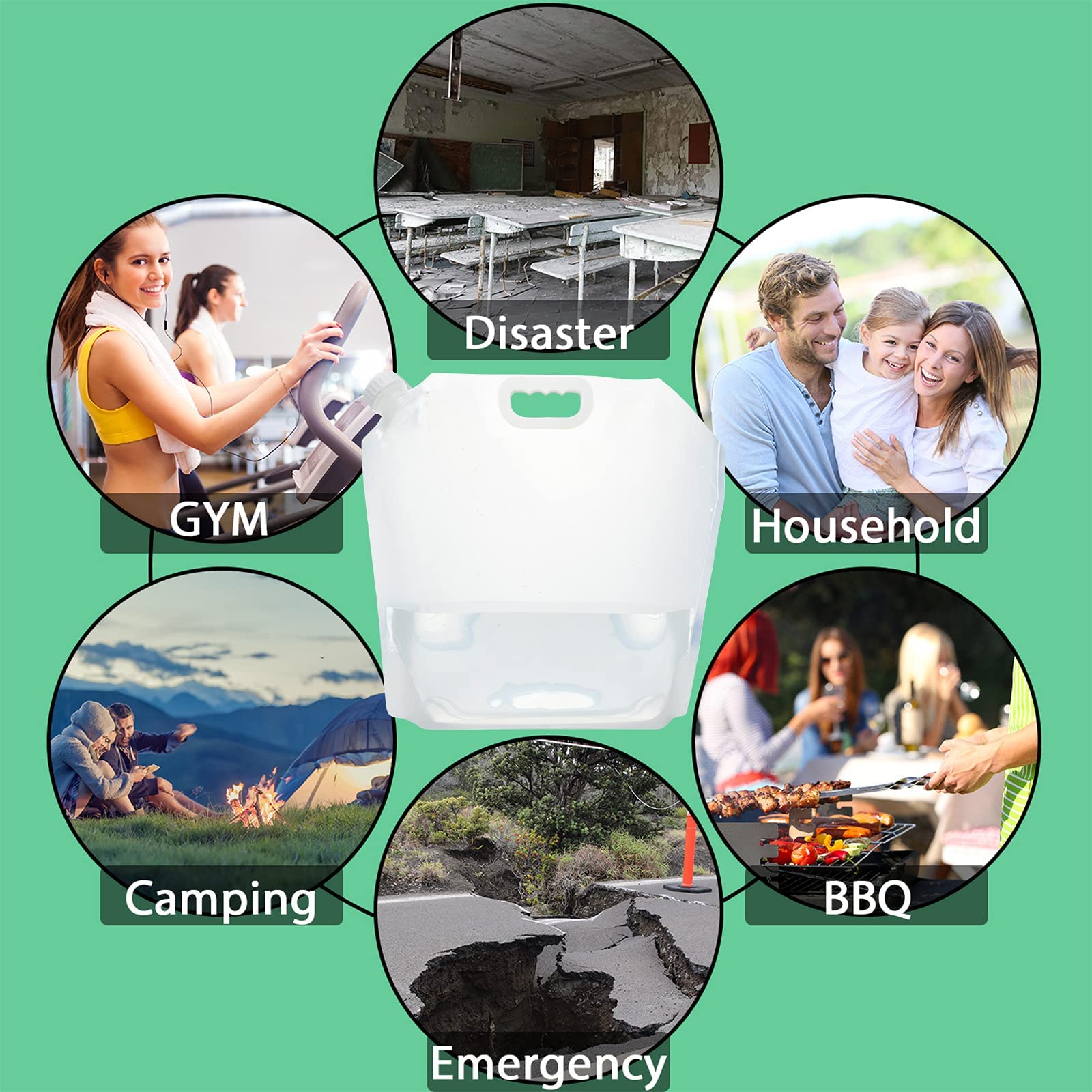 WMXWAN 21 Gallons (8 pcs, 2.6 Gallons Each), Water Storage Containers, Foldable Water Bag, BPA-Free, Premium Collapsible Water Jug, and Water Containers, for Camping, Hiking, Emergency Water Storage