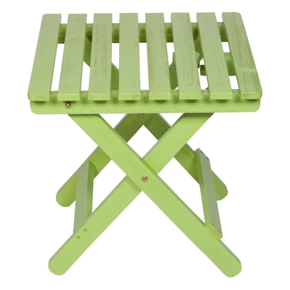 Classic Design Adirondack Square Folding Patio Table with Slated Top & Genuine Cedar Wood Construction | Lime Green Color Weatherproof Finish Best for Indoor Outdoor Use | Water & Rust Resistant