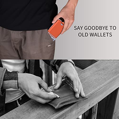 H JIDOHUN Magnetic Wallet Card Holder Compatible with MagSafe,iPhone Wallet with Adjustable Stand for iPhone 15/14/13/12 Series,Not for iPhone 13/12 Mini,3 Card Holder, Vegan Leather (Orange)