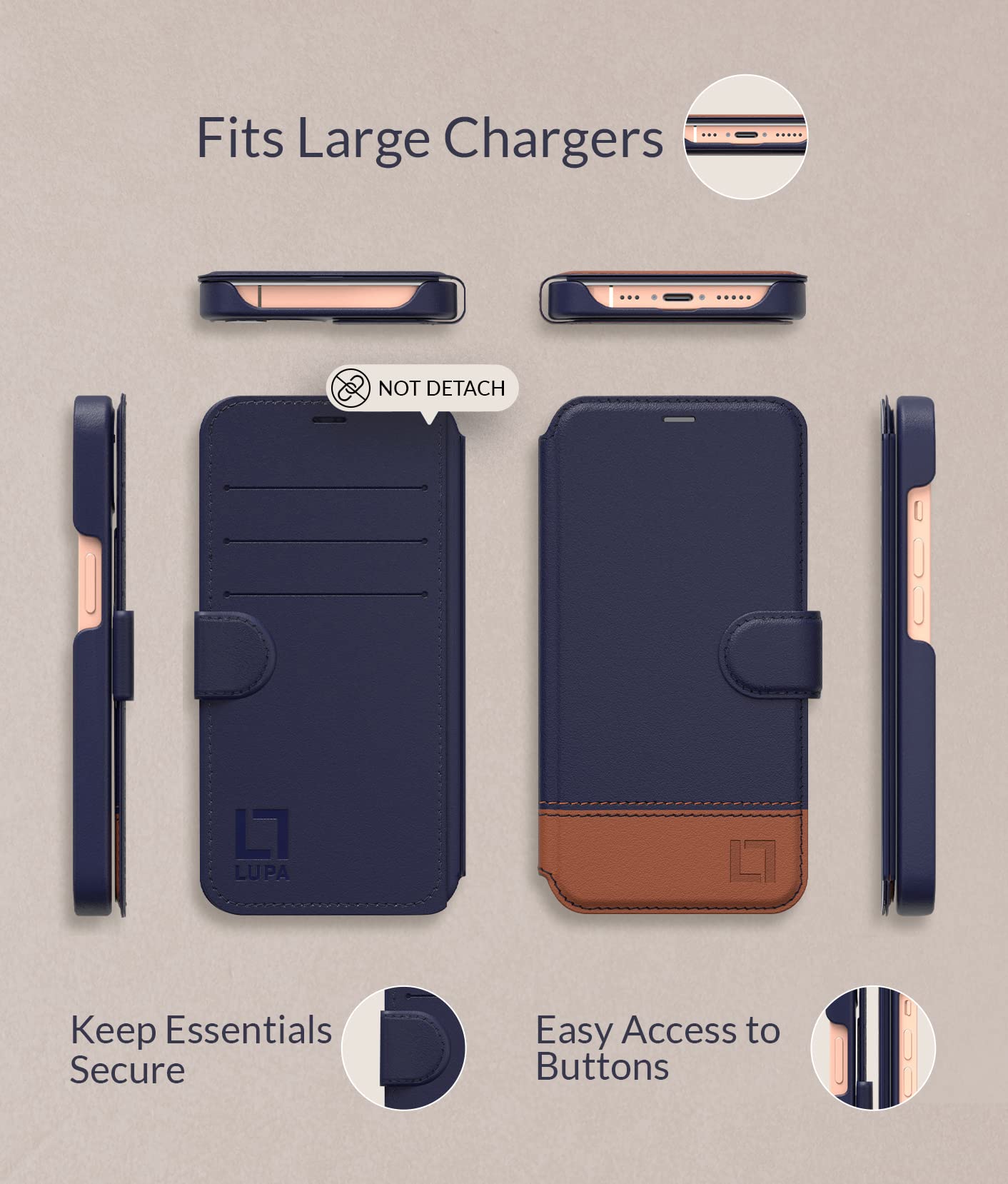 LUPA Legacy Compatible for iPhone 13 Mini Wallet Case - Case with Card Holder - [Slim + Durable] for Women and Men - iPhone 13 Mini Flip Cell Phone case - Faux Leather - Folio Cover - Desert Sky