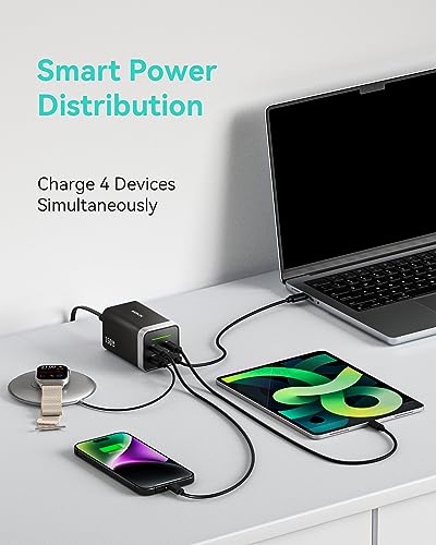 MOKiN 150W USB-C Charging Stations, GaN II PD 3.1 Wall Charger, 4-Port, for iPhone, Galaxy, iPad, MacBook, Dell, HP and More.